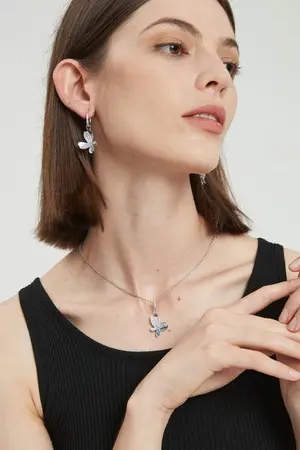 CLASSICHARMS Pavé Butterfly Dangle Hoop Earrings
