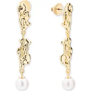 CLASSICHARMS Nyla Molten Freshwater Pearl Drop Earrings - Gold