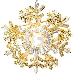 CLASSICHARMS Pavé Cubic Zirconia And Pearl Snowflake Brooch
