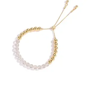 CLASSICHARMS Crystal And Bead Bolo Bracelet - Gold