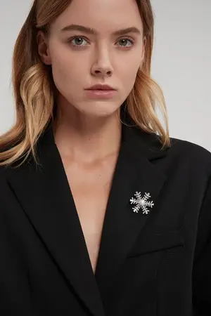 CLASSICHARMS Pavé Snowflake Brooch Pendant With Freshwater Pearl