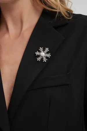 CLASSICHARMS Pavé Snowflake Brooch Pendant With Freshwater Pearl