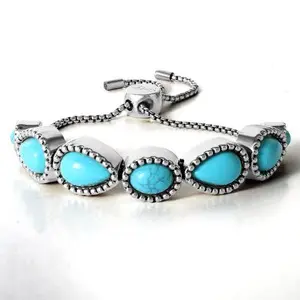 Jessica Simpson Turquoise Stone Slider Bracelet