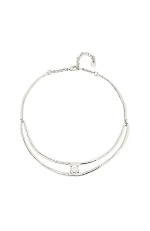 UNODE50 Twin Radiance Plated Collar With Zirconia - Silver