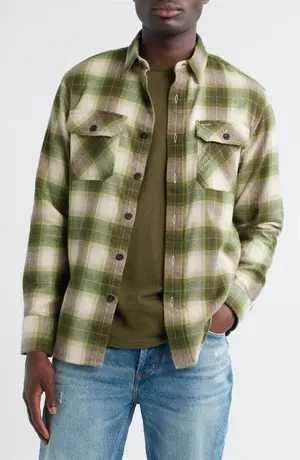 Pendleton Burnside Plaid Flannel Button-up Shirt - Tan/olive Plaid