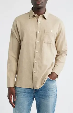 Pendleton Fremont Solid Flannel Button-up Shirt - Tan Heather