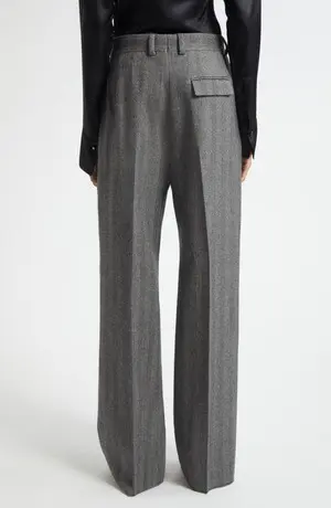 FERRAGAMO Herringbone Virgin Wool-blend Trousers