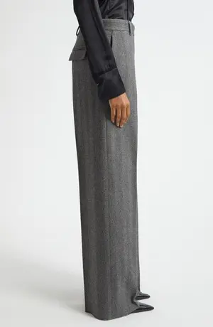 FERRAGAMO Herringbone Virgin Wool-blend Trousers