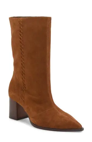 Vince Camuto Lorrys Whipstitch Block Heel Boots - Burnt Sugar