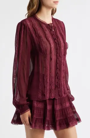 LoveShackFancy Alvynne Lace & Ruffle Shirt