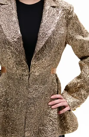 AZALEA WANG Metallic Peplum Blazer