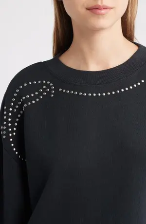 Rag & Bone Studded Terry Crop Sweatshirt - Black