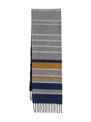 Paul Smith Striped Fringed Scarf - Grey