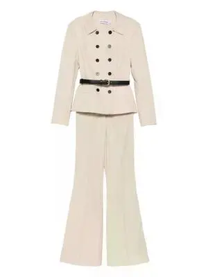 SELF-PORTRAIT Double-breasted Belted Jumpsuit - Neutrals