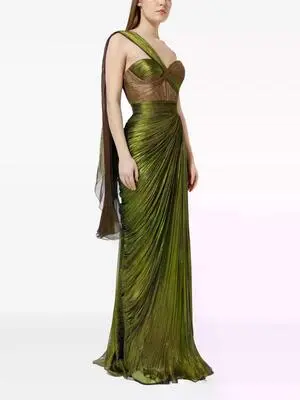 IRIS SERBAN Draped One-shoulder Silk Dress