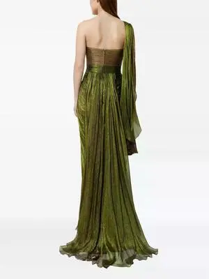 IRIS SERBAN Draped One-shoulder Silk Dress