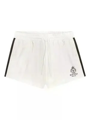 SPORTY & RICH Logo-embroidered Side-stripe Shorts - White