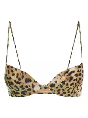 Roberto Cavalli Leopard-print Triangle Bikini Top
