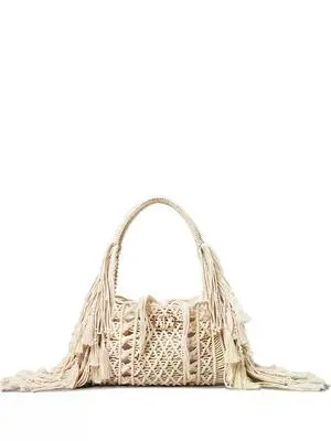 TWINSET Macramé Tote Bag With Fringe