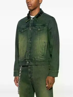 Simone Rocha Embellished-collar Denim Jacket