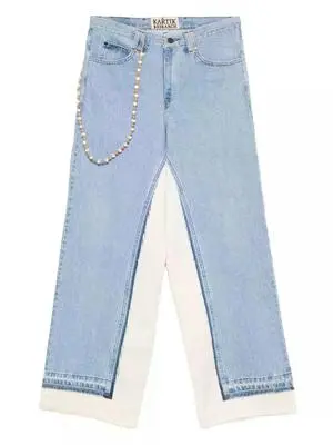 KARTIK RESEARCH Panelled Jeans With Bead Embellishment - Blue