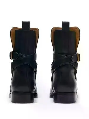 Burberry Calf Leather Ledger Jodphur Boots With B Buckle