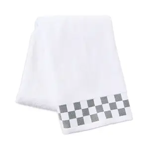 MACKENZIE-CHILDS Bath Towel With Check Border - Grey Check