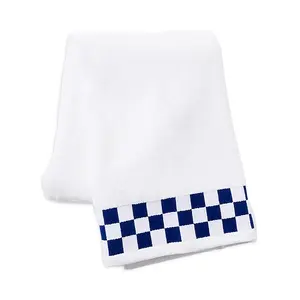 MACKENZIE-CHILDS Bath Towel With Check Border - Navy Check