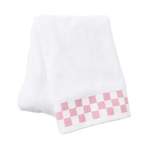 MACKENZIE-CHILDS Bath Towel With Check Border - Rose Check