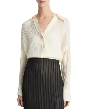 Vince Textured Stripe Top - Off White