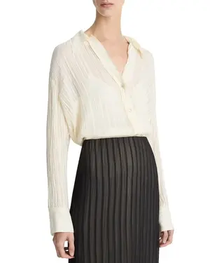 Vince Textured Stripe Top - Off White
