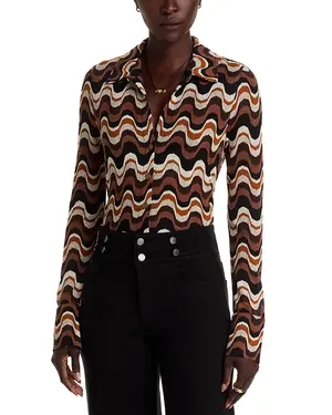 Ramy Brook Brandi Wavy Striped Blouse