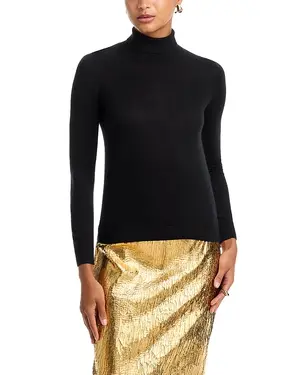 Co Long Sleeved Cashmere Turtleneck Top - Black