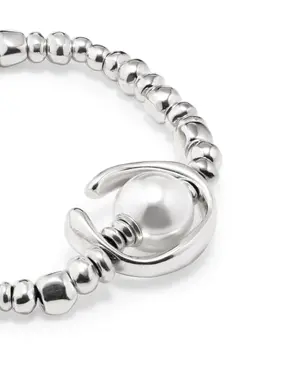 UNODE50 Sterling Plated Beaded Bracelet With Pearl Accent