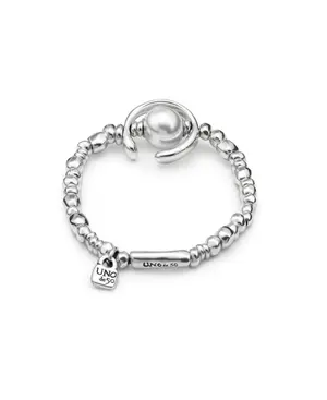 UNODE50 Sterling Plated Beaded Bracelet With Pearl Accent