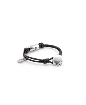 UNODE50 Sterling Silver Plated Heart Leather Bracelet
