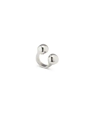 UNODE50 18k -plated Open Ring With Two Beads - Silver