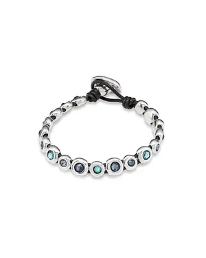 UNODE50 Leather And Sterling -plated Beaded Bracelet - Silver