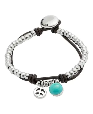 UNODE50 Turquoise Murano Bead Bracelet - Silver