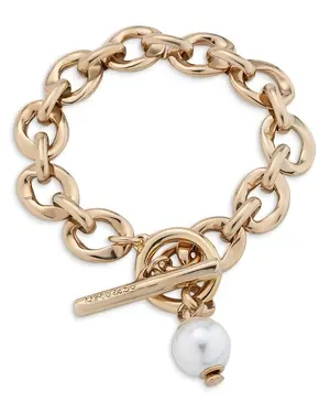 UNODE50 18k Plated Link Bracelet With Pearl - Gold