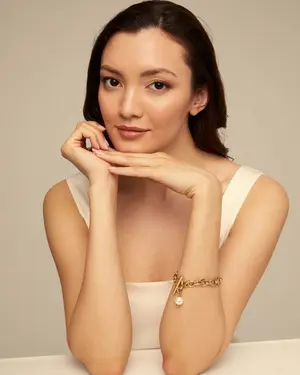 UNODE50 18k Plated Link Bracelet With Pearl