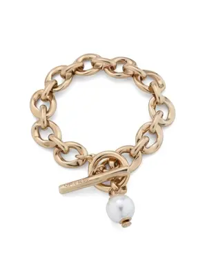 UNODE50 18k Plated Link Bracelet With Pearl