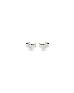 UNODE50 Sterling-plated Heart Shaped Stud Earrings - Silver
