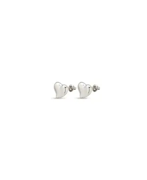 UNODE50 Sterling-plated Heart Shaped Stud Earrings - Silver