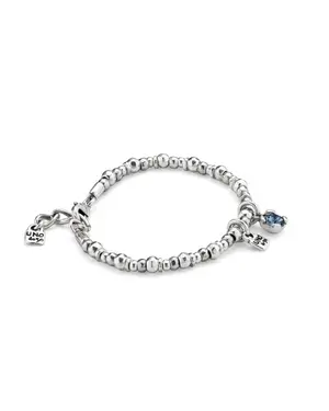 UNODE50 Sterling Plated Bracelet With Pearl And Blue Crystal