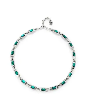 UNODE50 Sterling Silver-plated Necklace With Crystal - Silver/green