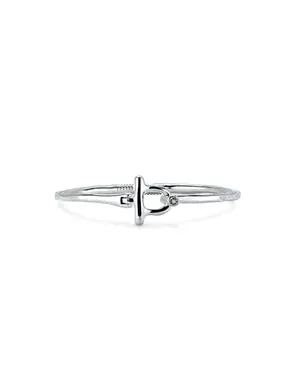 UNODE50 Sterling-plated Bangle Bracelet With White Topaz - Silver