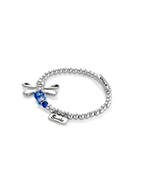UNODE50 Sterling Plated Dragonfly Charm Bracelet With Blue Crystals