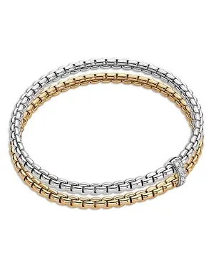 FOPE 18k Gold Diamond Eka Flex'it Bracelet - Gold/white