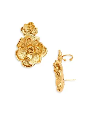 AQUA Flower And Leaf Statement Stud Earrings